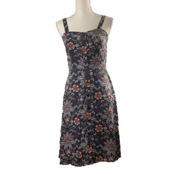 LOFT | Dresses | Loft Grey With Floral Sleeveless Buttondown Sun Dress ...